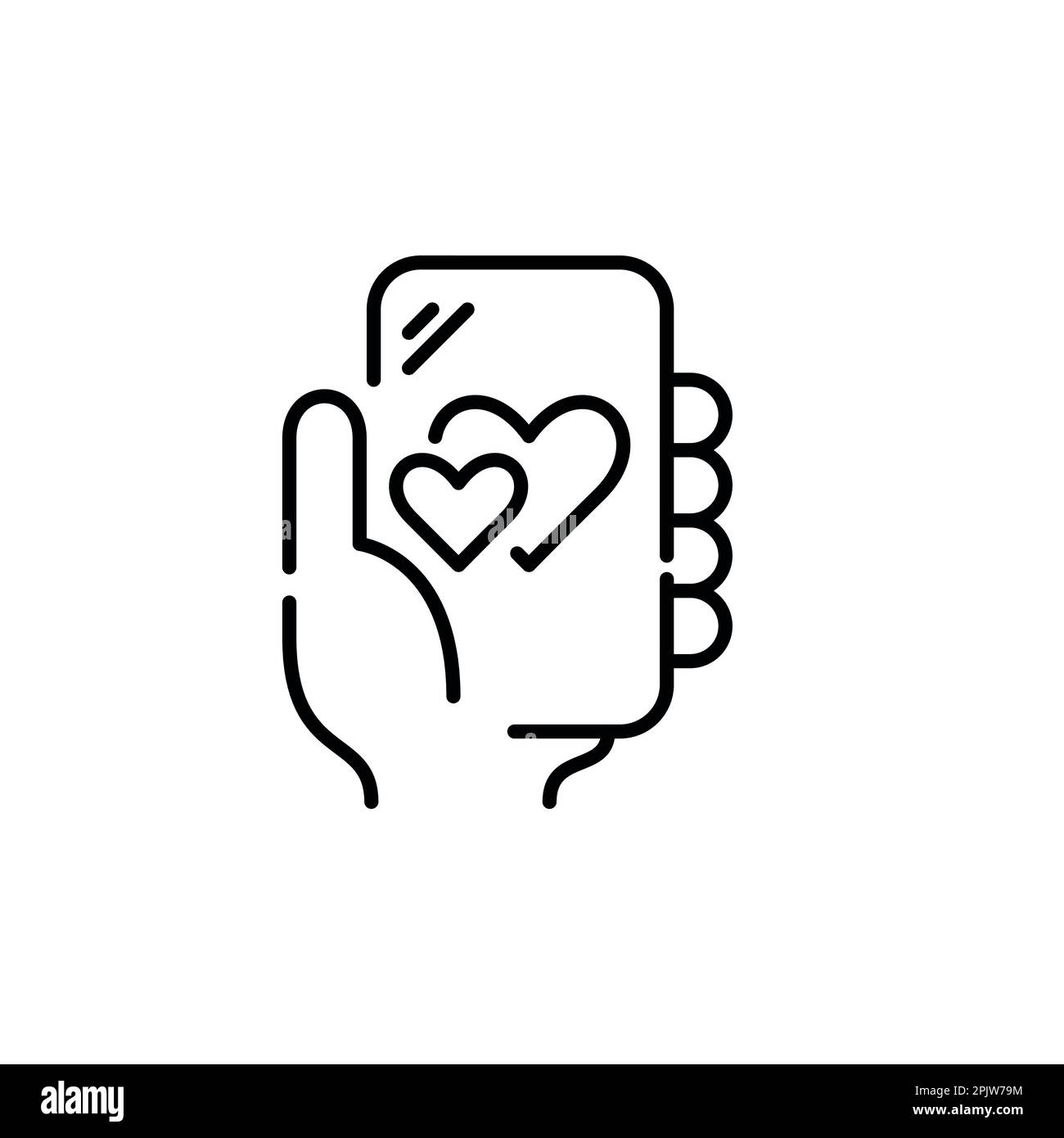 Dating app on smartphone. Two hearts symbol of love. Online romantic ...