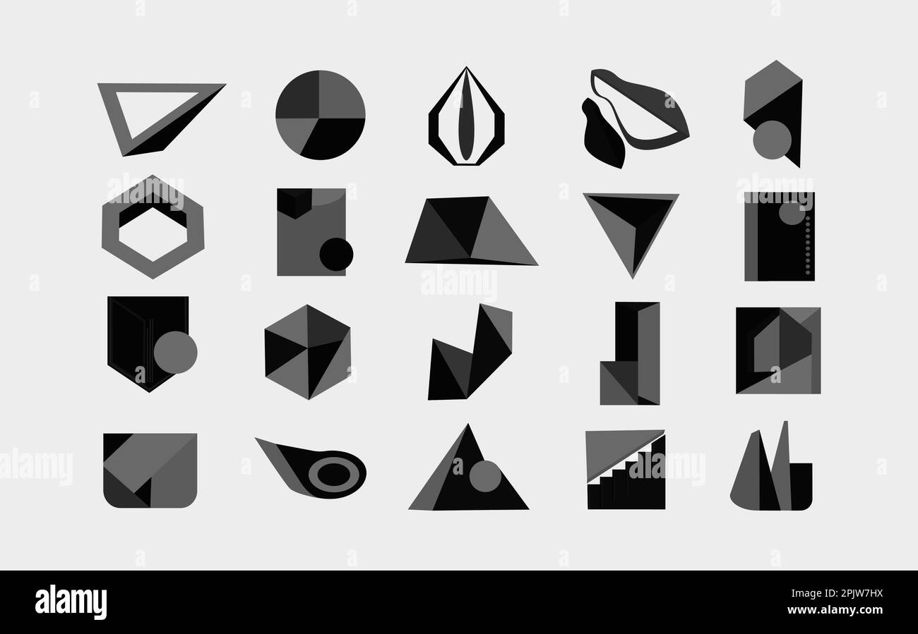 Bauhaus elements.Minimalist geometric brutal shapes.Black basic memphis ...