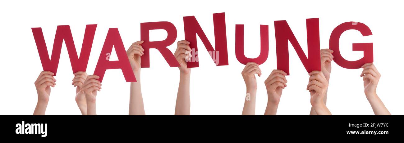 People Hands Building Word Warnung Means Warning, Isolated Background ...