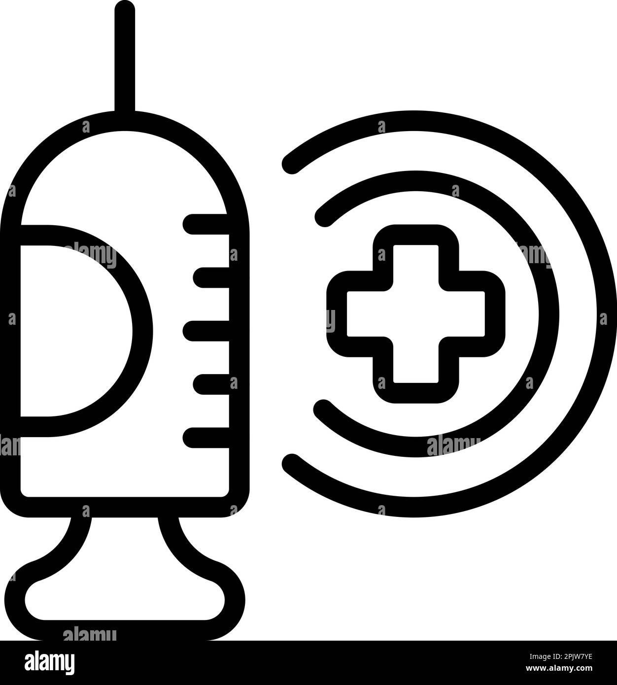Medical injection icon outline vector. Vaccine disease. Alert immune ...