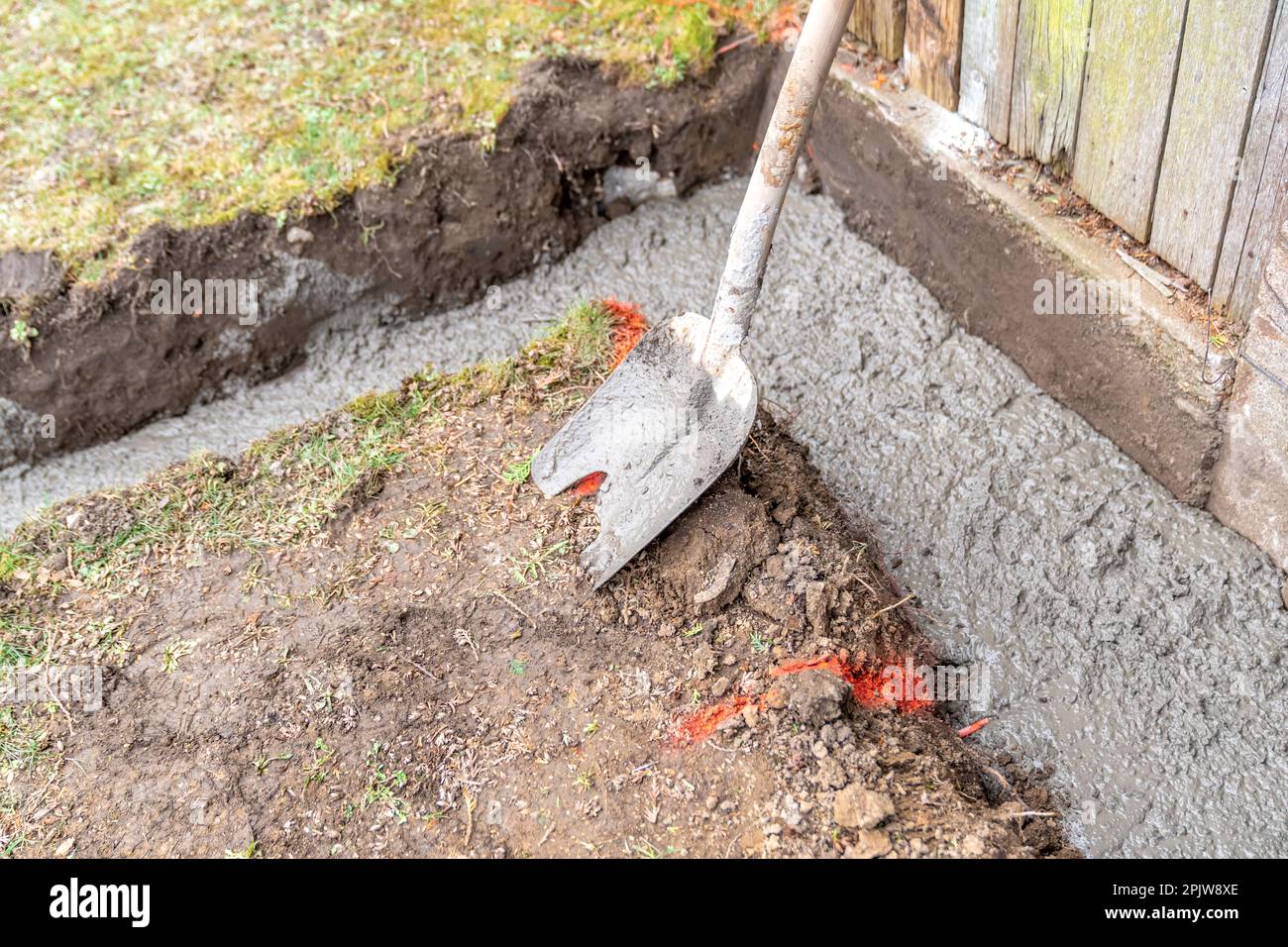 concrete foundation in the ground for building construction Stock Photo ...