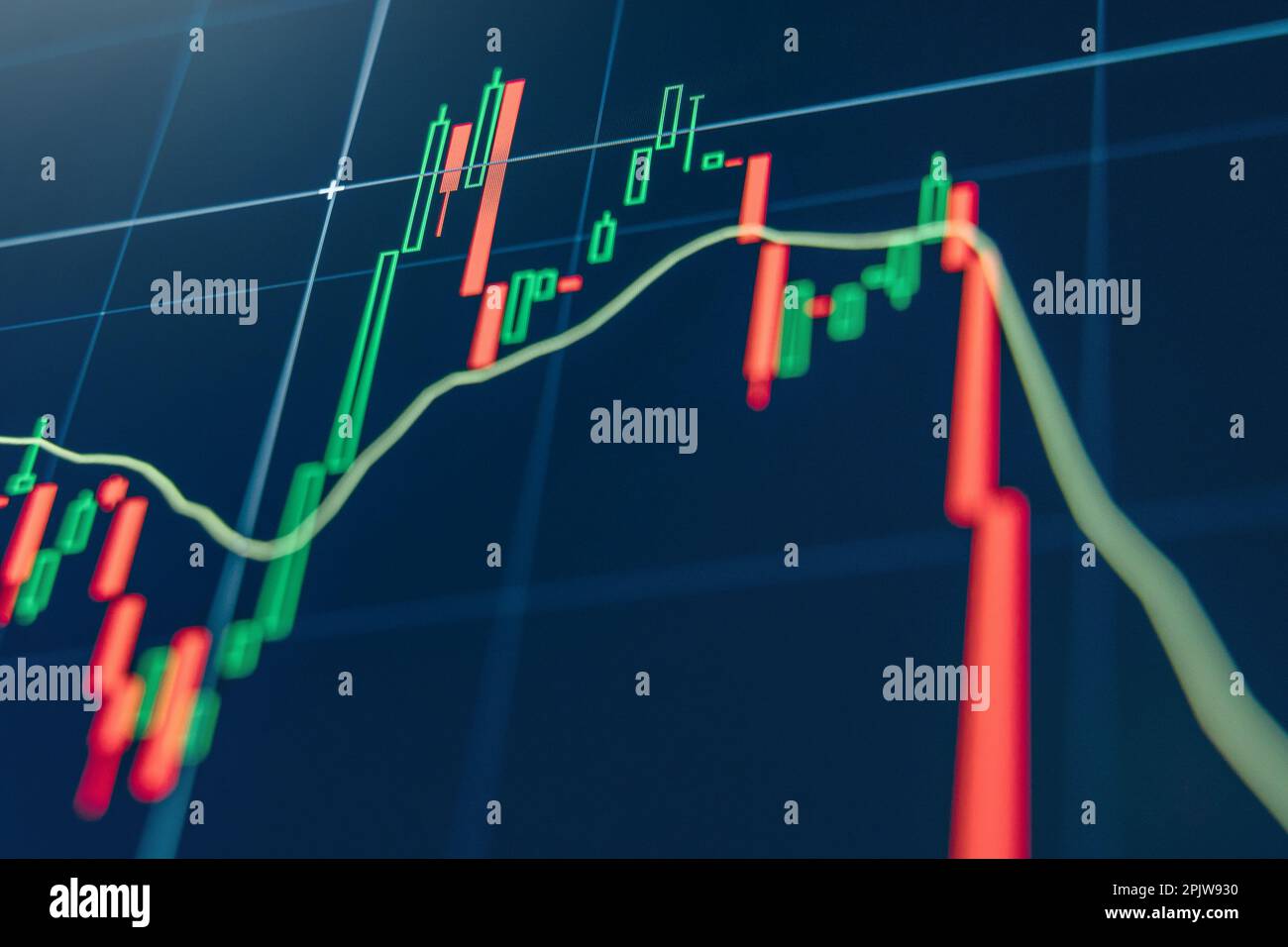 Digital money movement chart with crypto falling in price down to zero ...