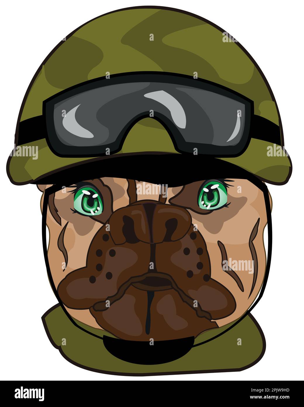 Comic illustration of the portrait of the dog of the sort bulldog in ...