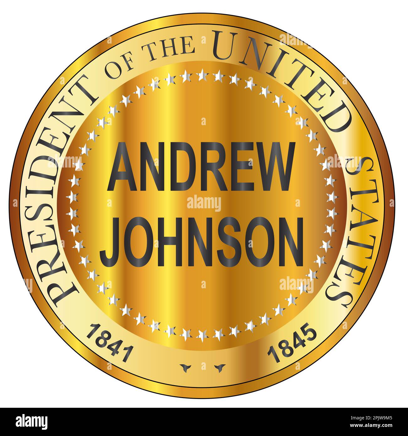 Andrew Johnson president of the United States of America round stamp ...