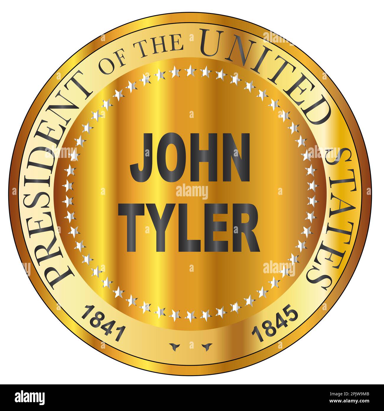 John Tyler president of the United States of America round stamp Stock ...