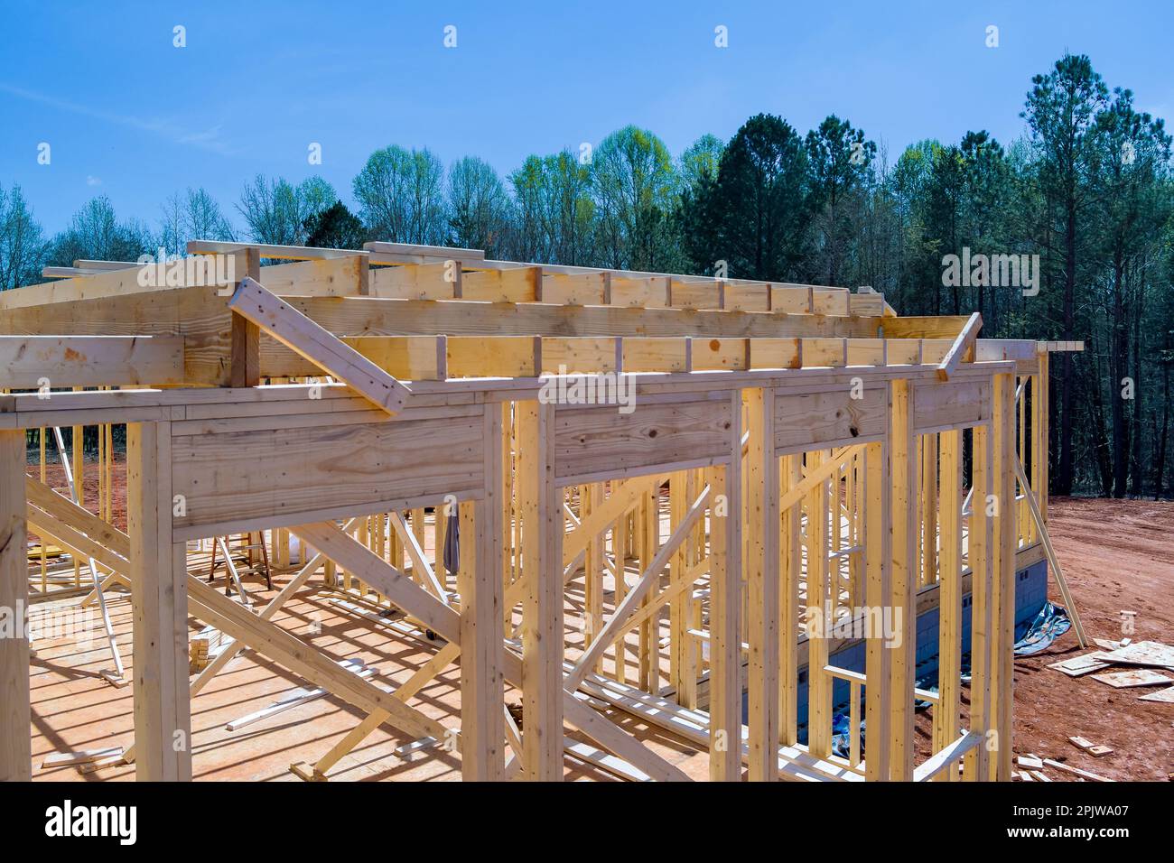 During construction of new house, there are beams wood framing to use ...