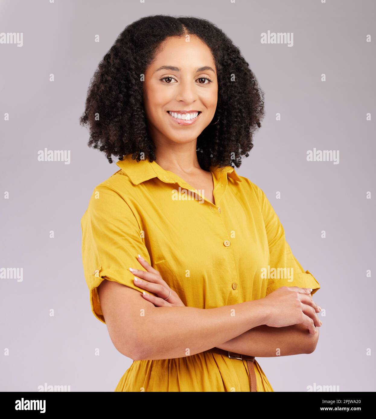 Business woman with smile in portrait, arms crossed and career success ...