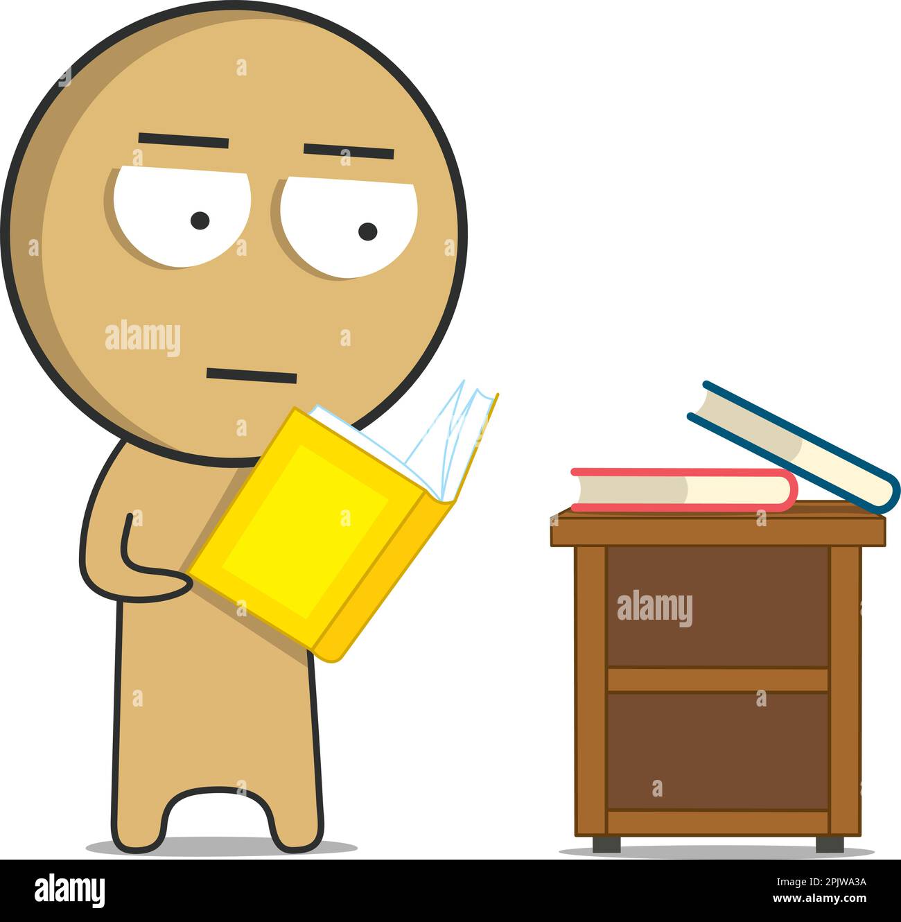 Cartoon character reading a book in front of a desk Stock Vector Image ...