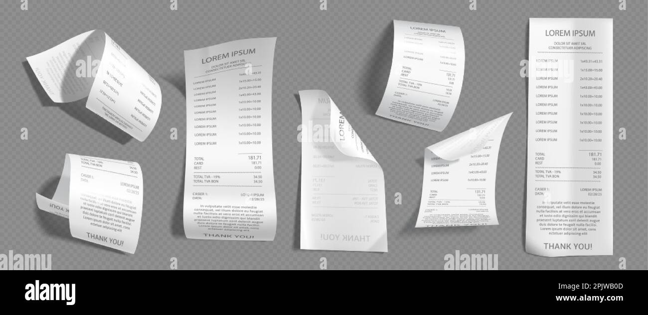Paper bill receipt from supermarket. Isolated vector shop check after ...