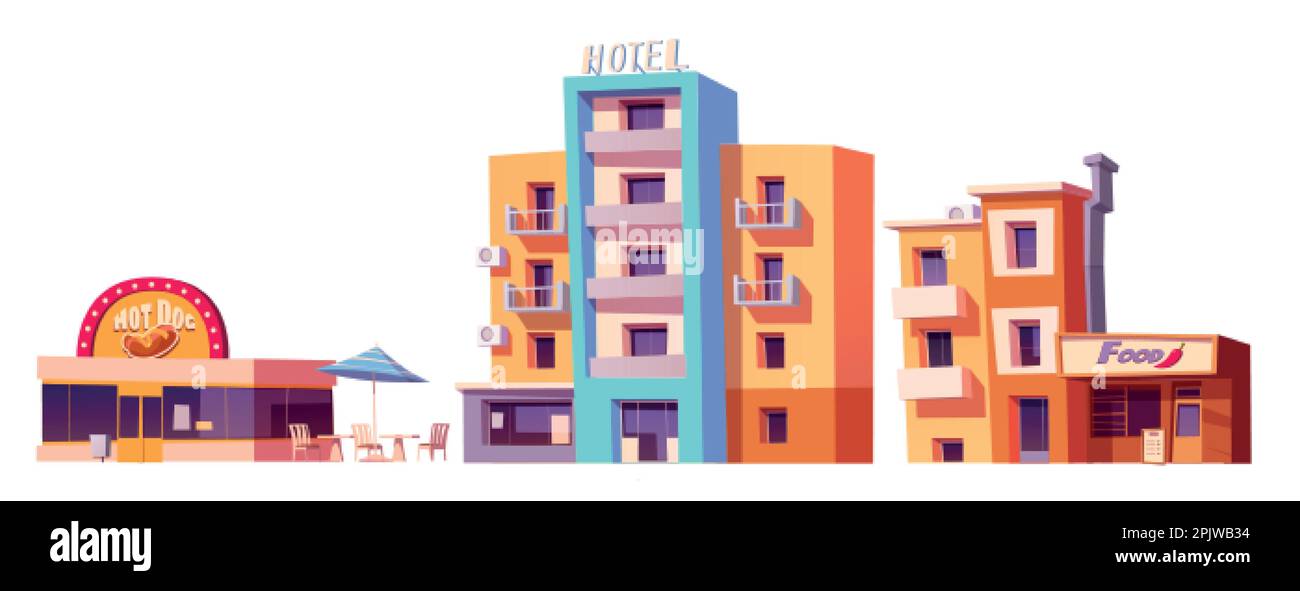 Buildings from Miami street, Florida. American city vintage hotel ...