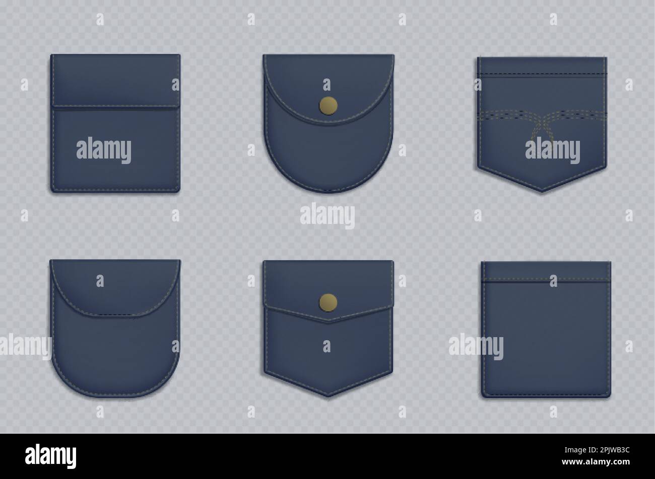 Realistic jeans texture back pocket patch vector. 3d blue denim fabric ...