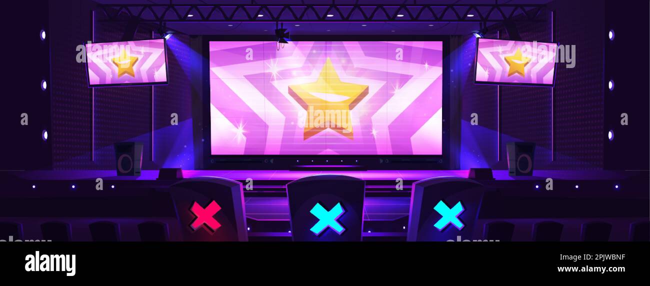 Talent show concert hall for music performance. Vector cartoon ...