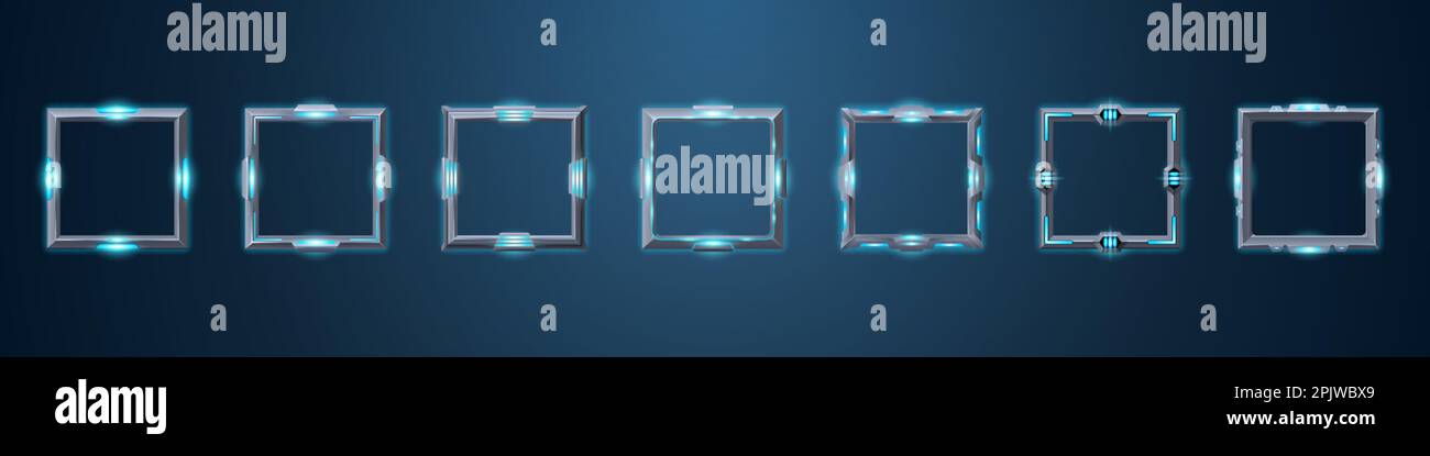 Hud frames for digital game ui interface. Avatar boxes template with ...
