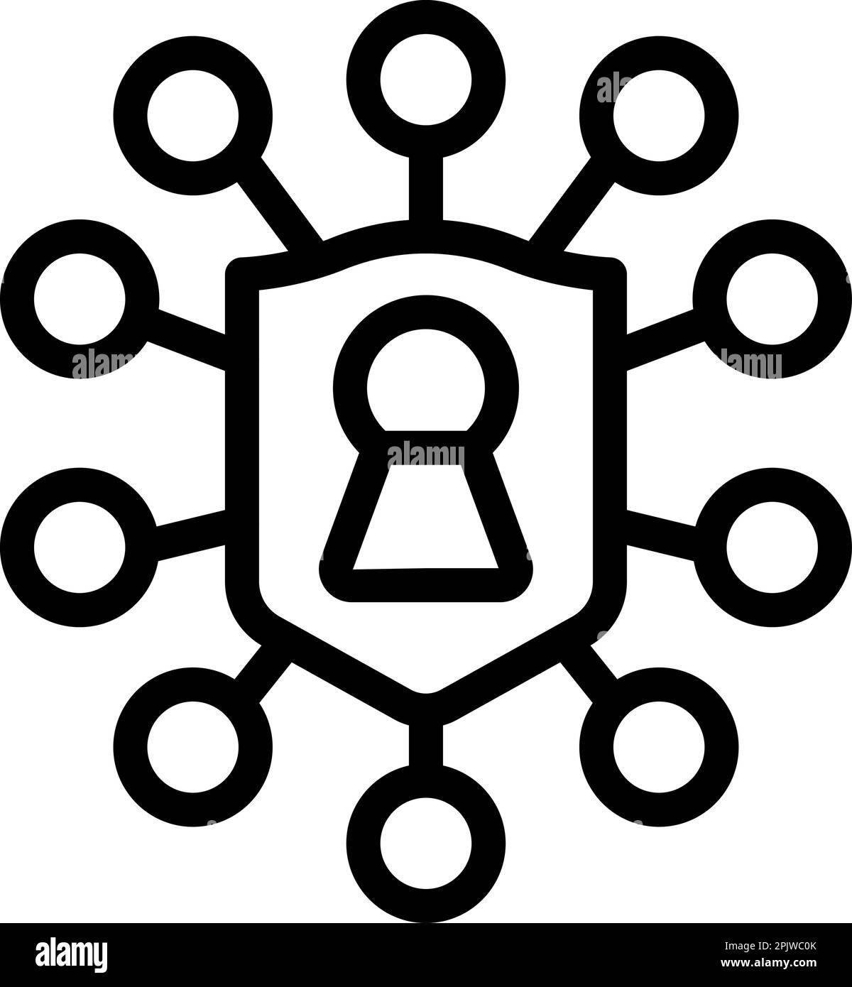 Digital lock icon outline vector. Safety guard. Computer document Stock ...