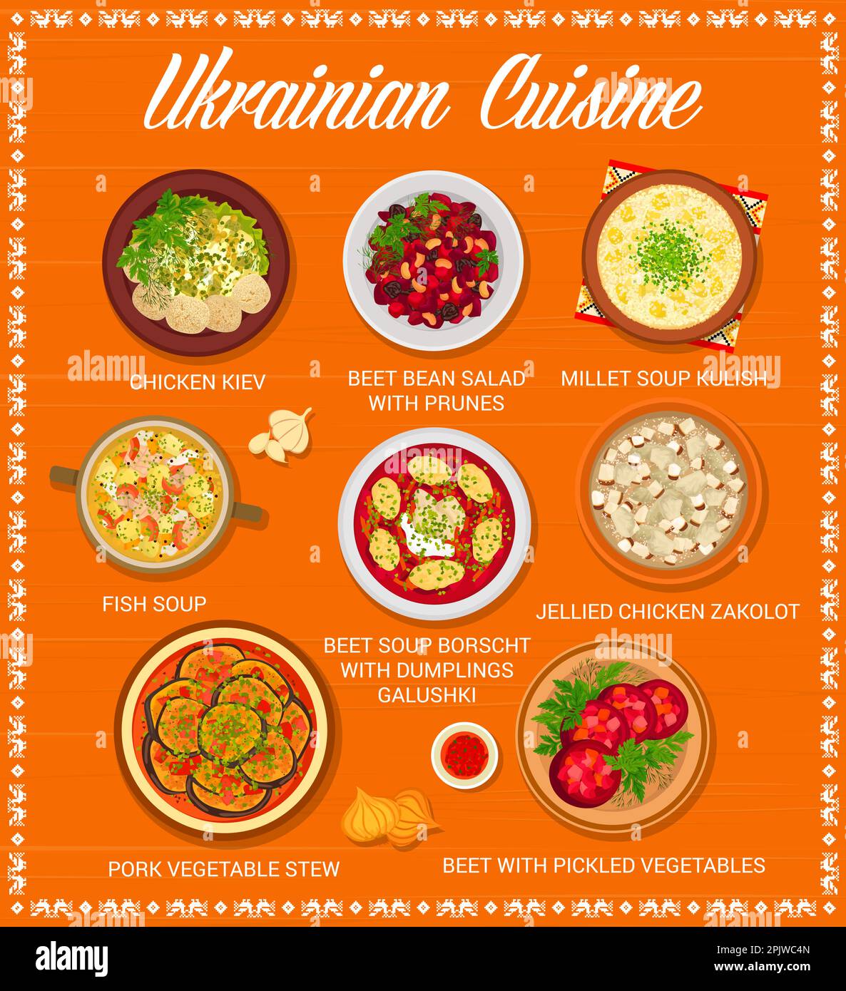 Ukrainian cuisine menu with food and dish meals for dinner and lunch ...