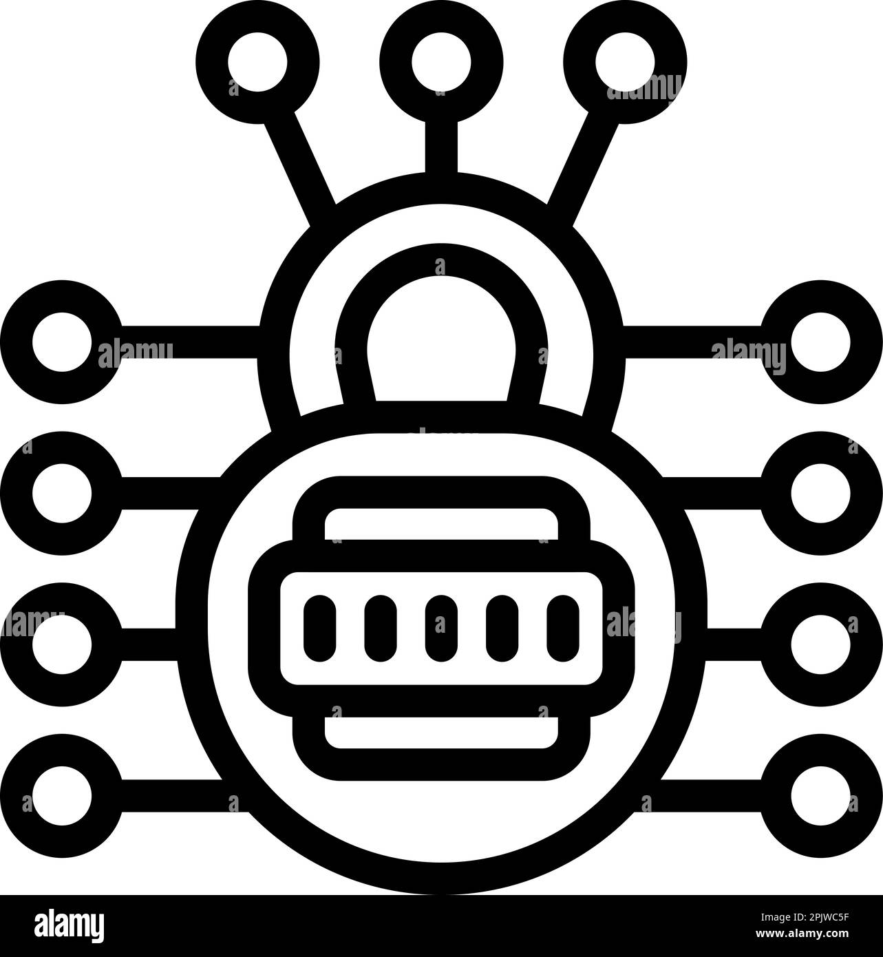 Digital Lock Icon Outline Vector Safety Police Shield Cyber Stock Vector Image And Art Alamy