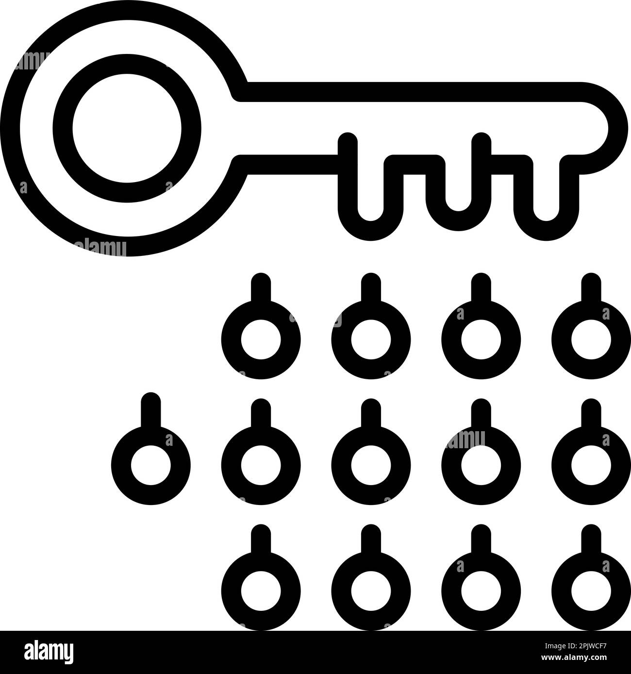 Cyber data key icon outline vector. Internet account. Attack blocked ...