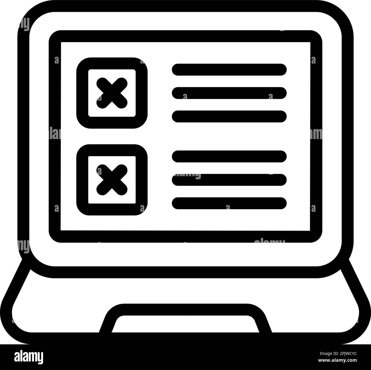 Laptop blocked icon outline vector. Internet account. Lock attack Stock ...