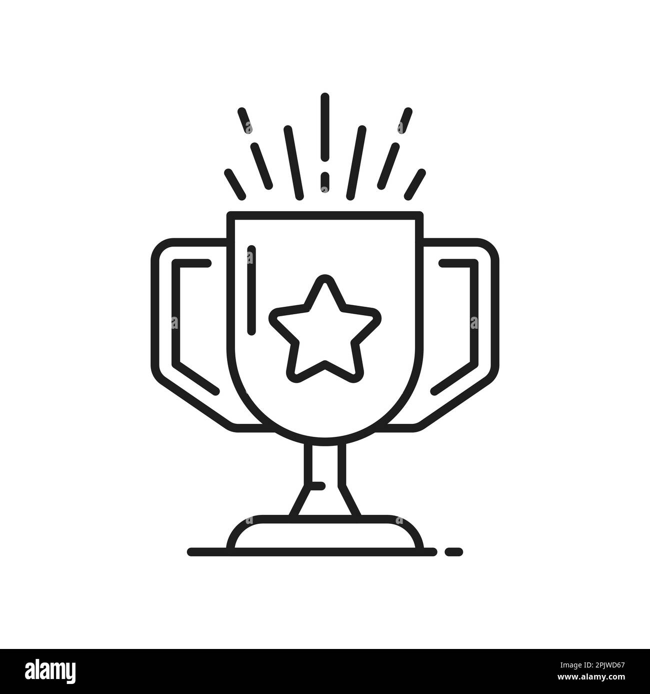 Champion trophy cup with bonus star isolated outline icon. Vector ...