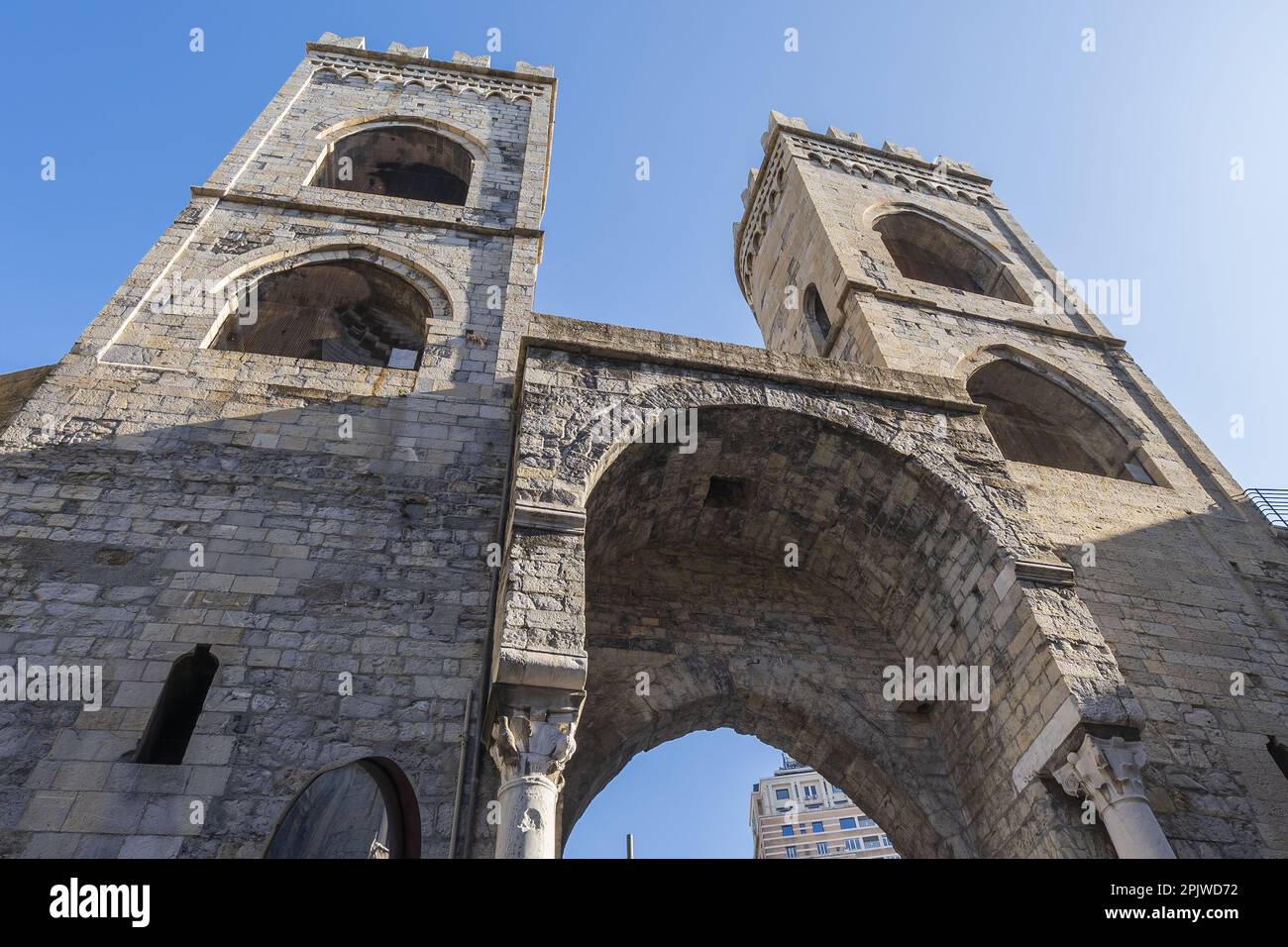 Glimpse of Old Genova, Via Porta Soprana street, Porta Soprana gate ...