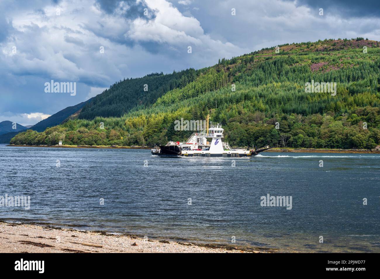 The Corran Ferry on route to Ardgour at the Corran Narrows on Loch ...