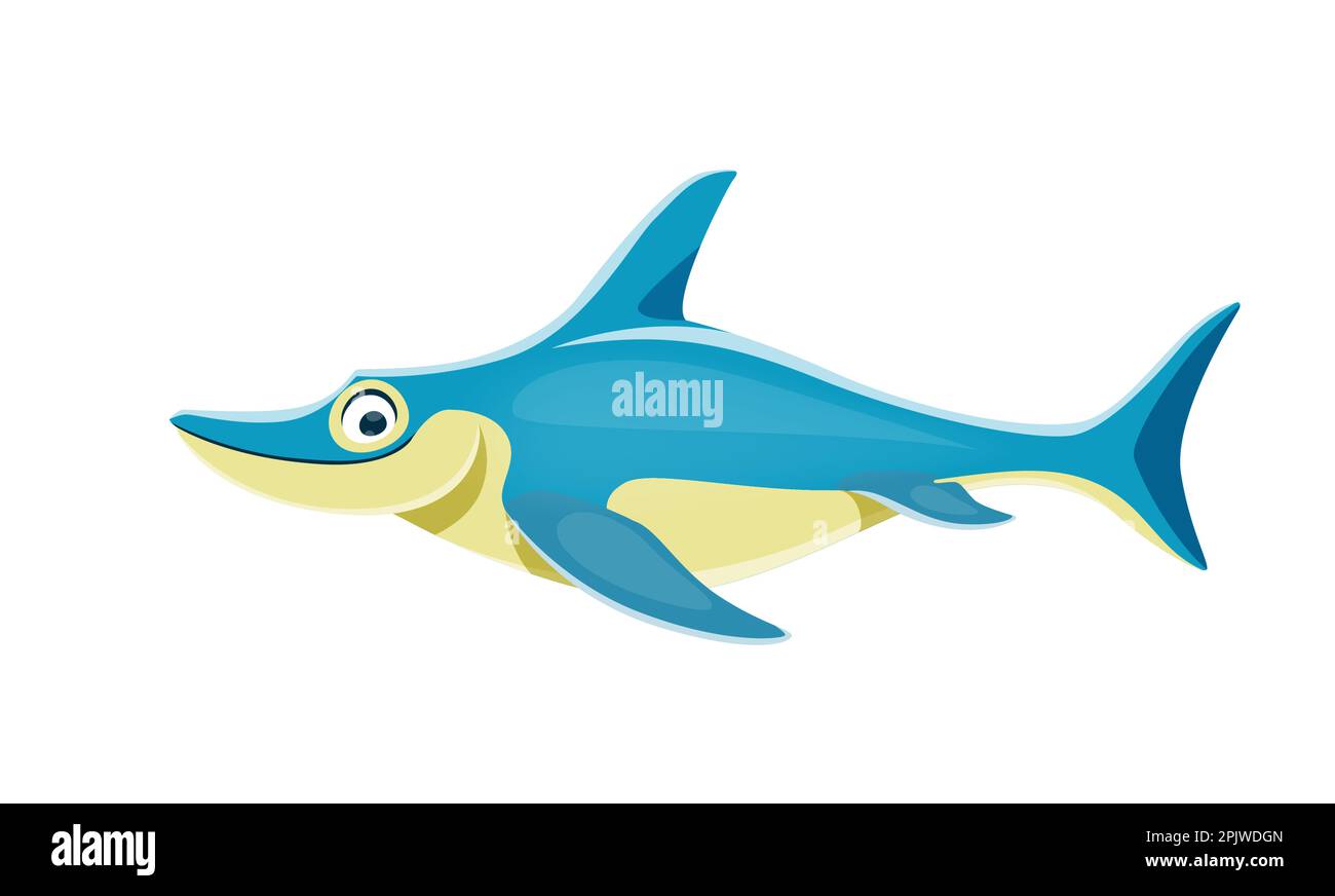 Cartoon Ophthalmosaurus dinosaur character. Ancient wildlife sea ...