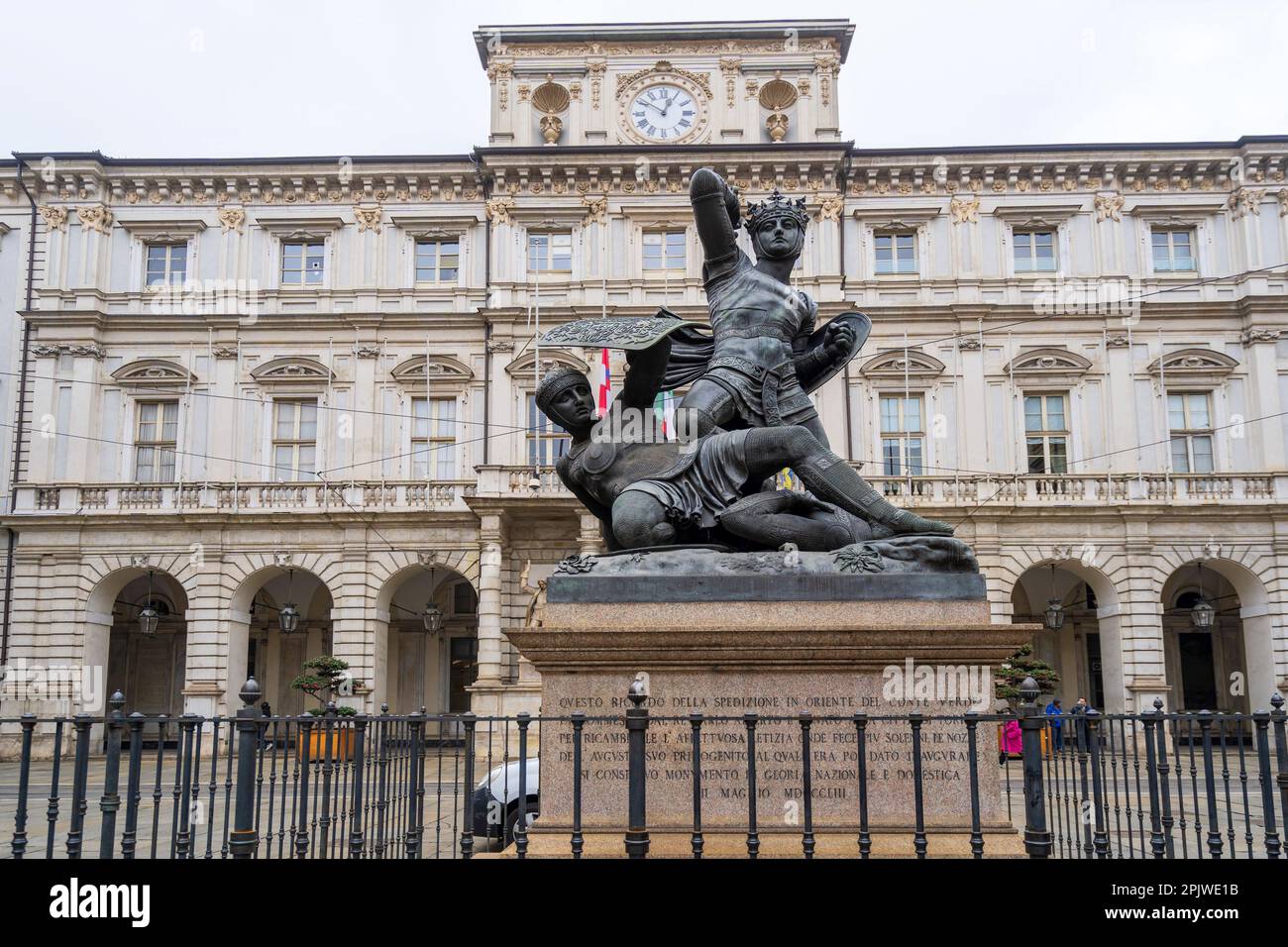 Piazza Palazzo di Citta' square, Monument to the Conte Verde, Torino ...