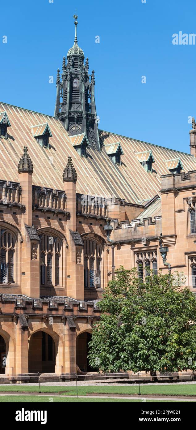 The bronze-decorated spire on top of MacLaurin Hall at the University ...