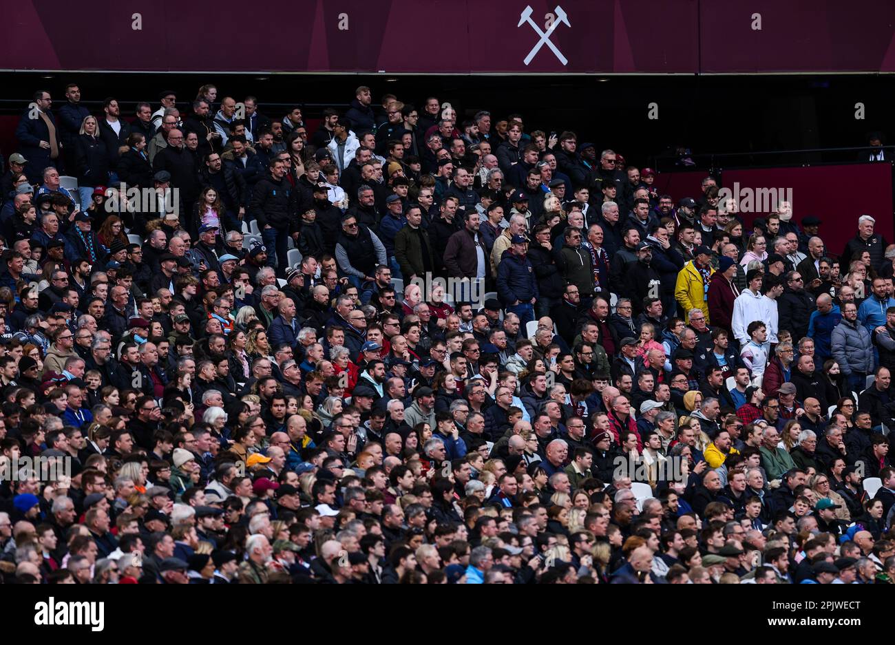 West Ham United's fans during the Premier League match at the London ...