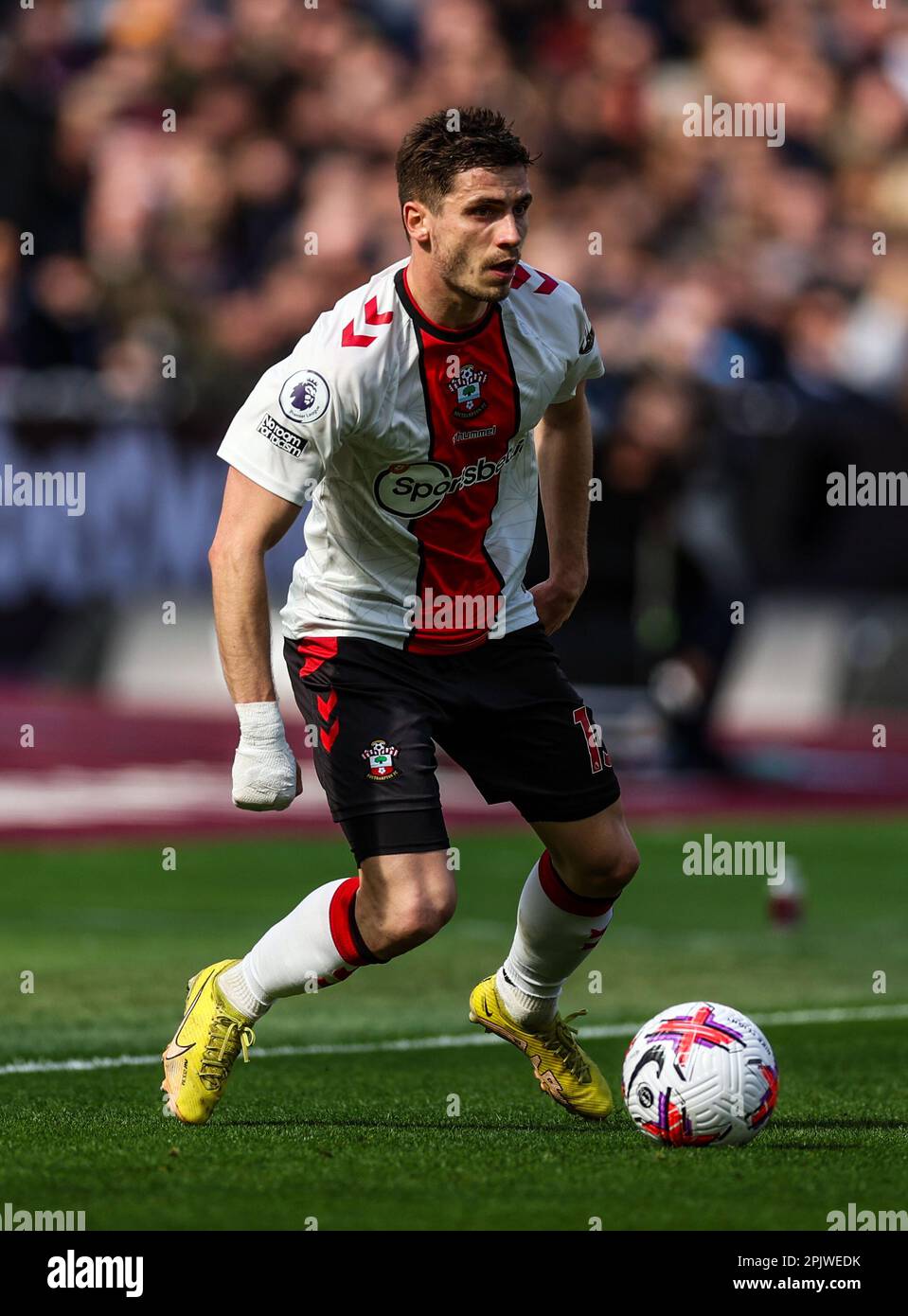 Southampton's Romain Perraud in action during the Premier League match ...