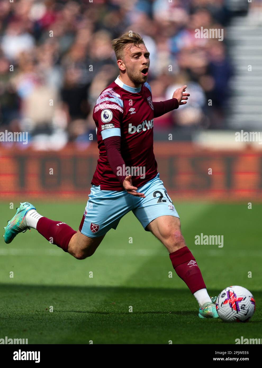 West Ham United's Jarrod Bowen in action during the Premier League ...