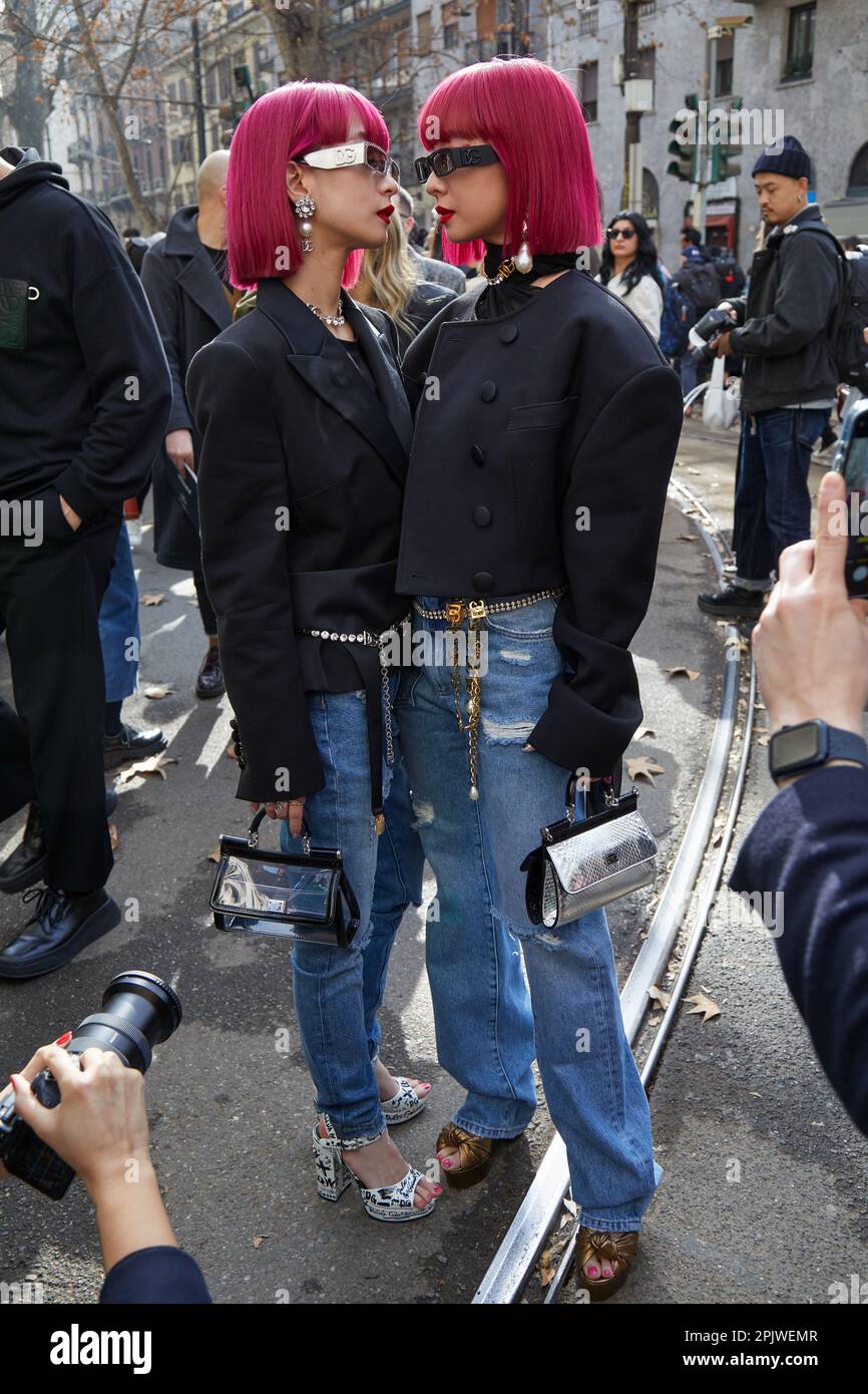 MILAN, ITALY - FEBRUARY 25, 2023: Ami and Aya Suzuki before Dolce and ...