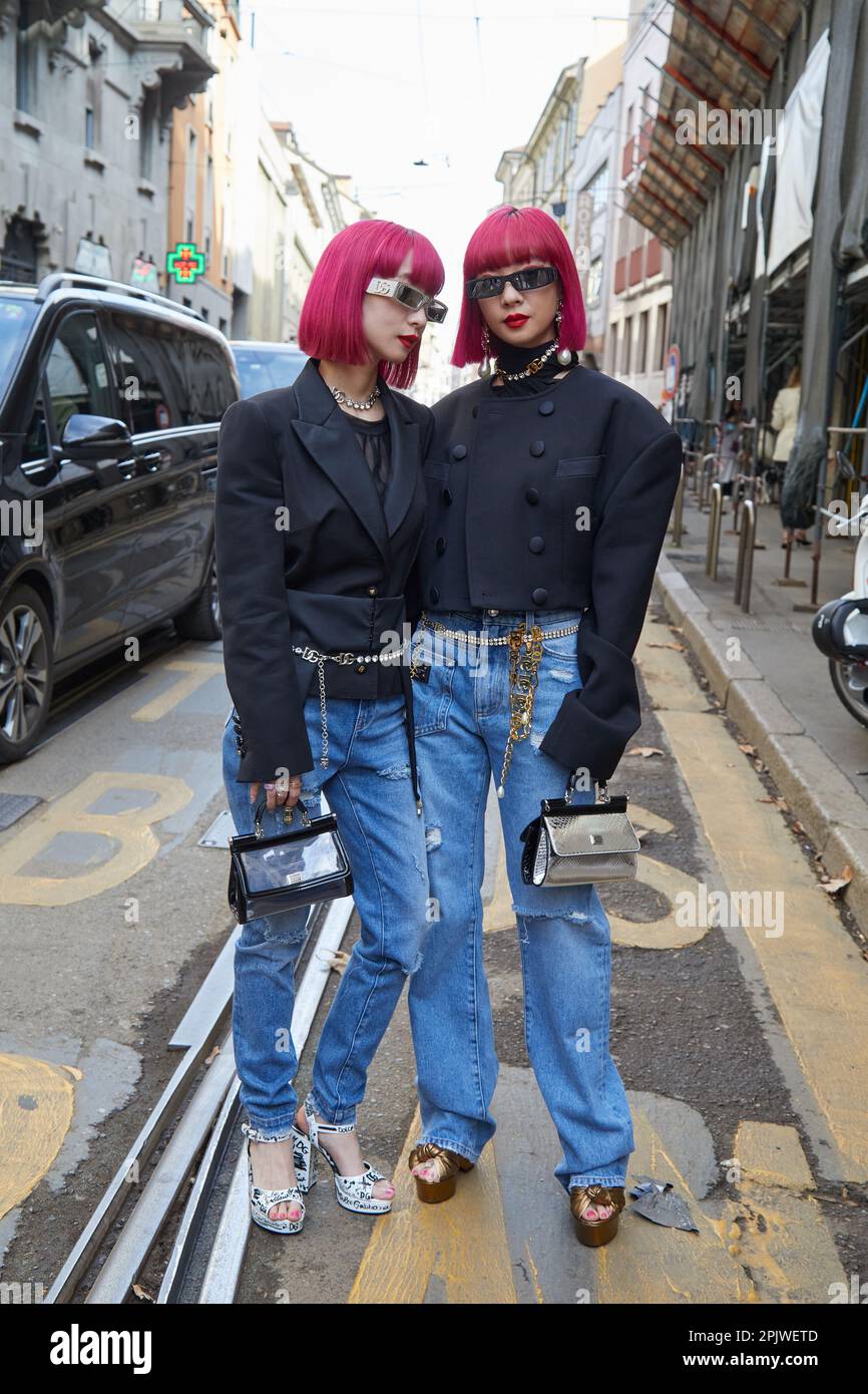 MILAN, ITALY - FEBRUARY 25, 2023: Ami and Aya Suzuki before Dolce and ...