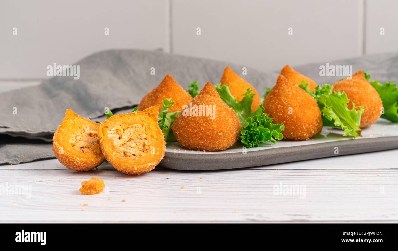 Chicken coxinha, chicken Brazilian snacks Stock Photo - Alamy
