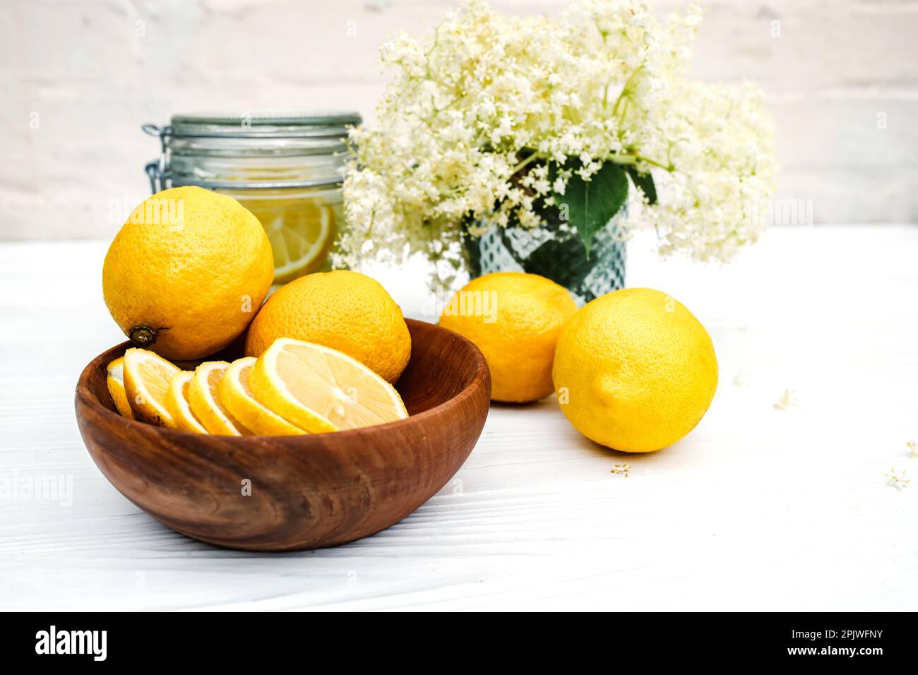 Canned drink with elderberry and lemon. A refreshing summer drink with ...