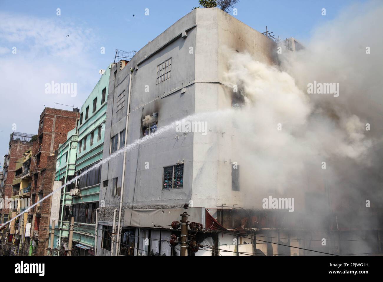 Dhaka, Dhaka, Bangladesh. 4th Apr, 2023. Fire seen clothing market in Dhaka, Bangladesh on April ...