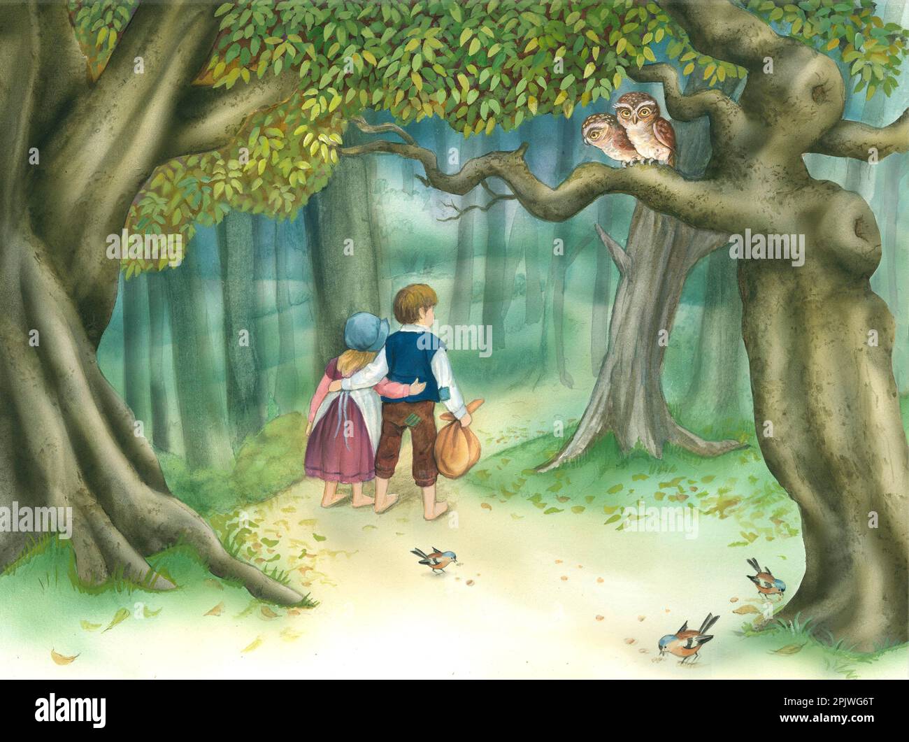 Children's stories- Hansel & Gretel entering forest Stock Photo - Alamy