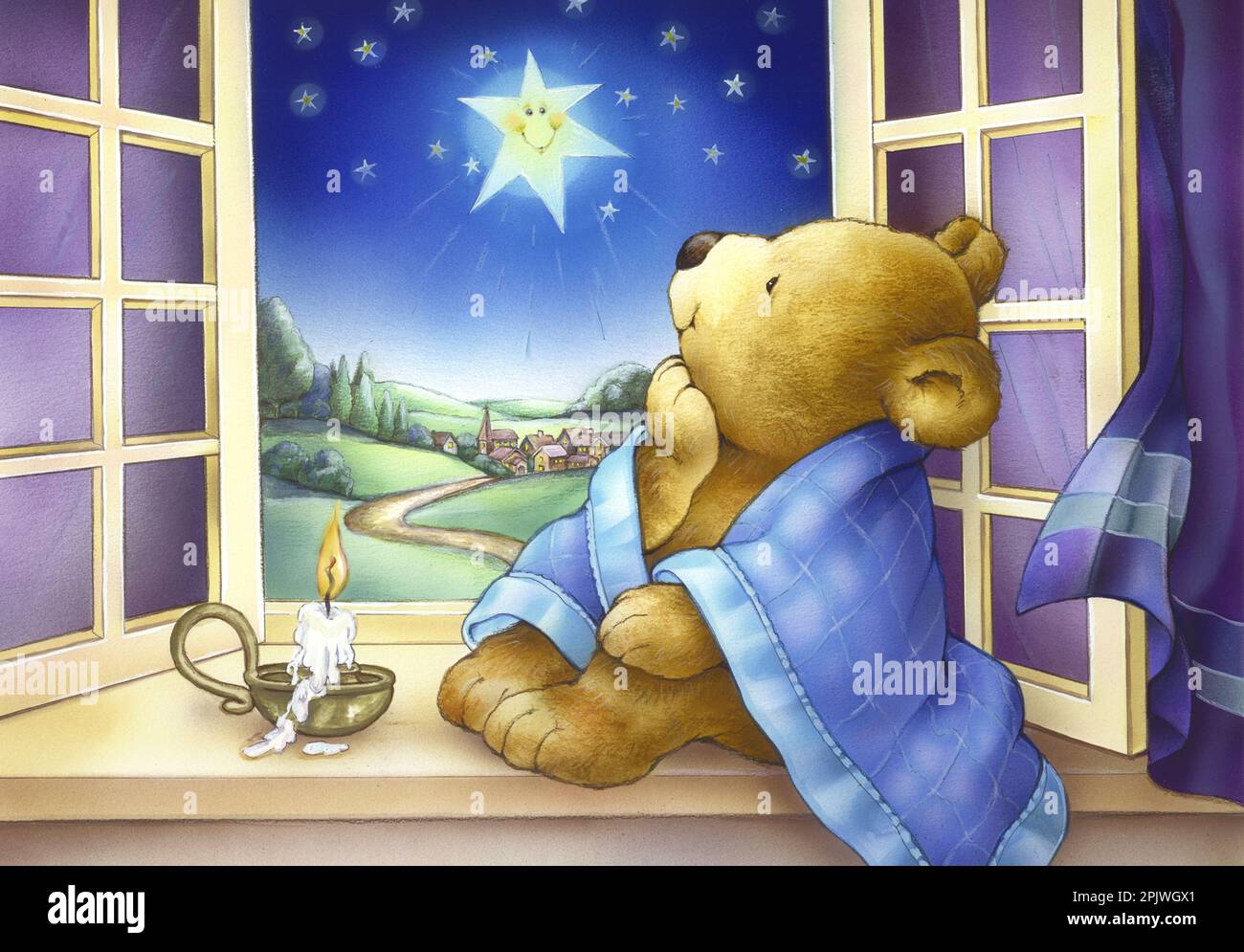 Nursery Rhymes-'Twinkle twinkle little star'with teddy sitting in ...