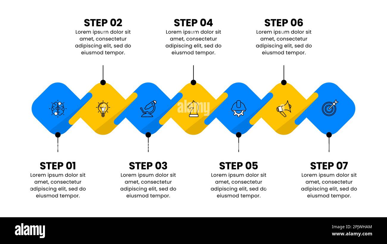 Infographic template with icons and 7 options or steps. Can be used for ...