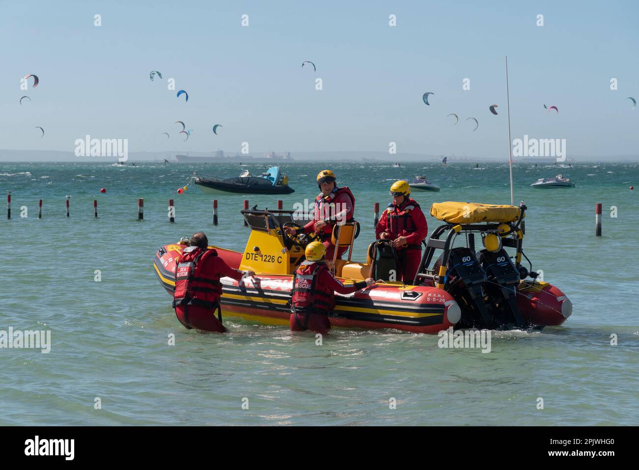 Langebaan Lagoon, West Coast, South Africa. 2023. Crew of a Gemini sea ...