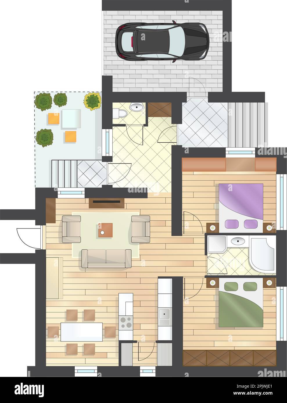 Colorful floor plan of a house Stock Vector Image & Art - Alamy