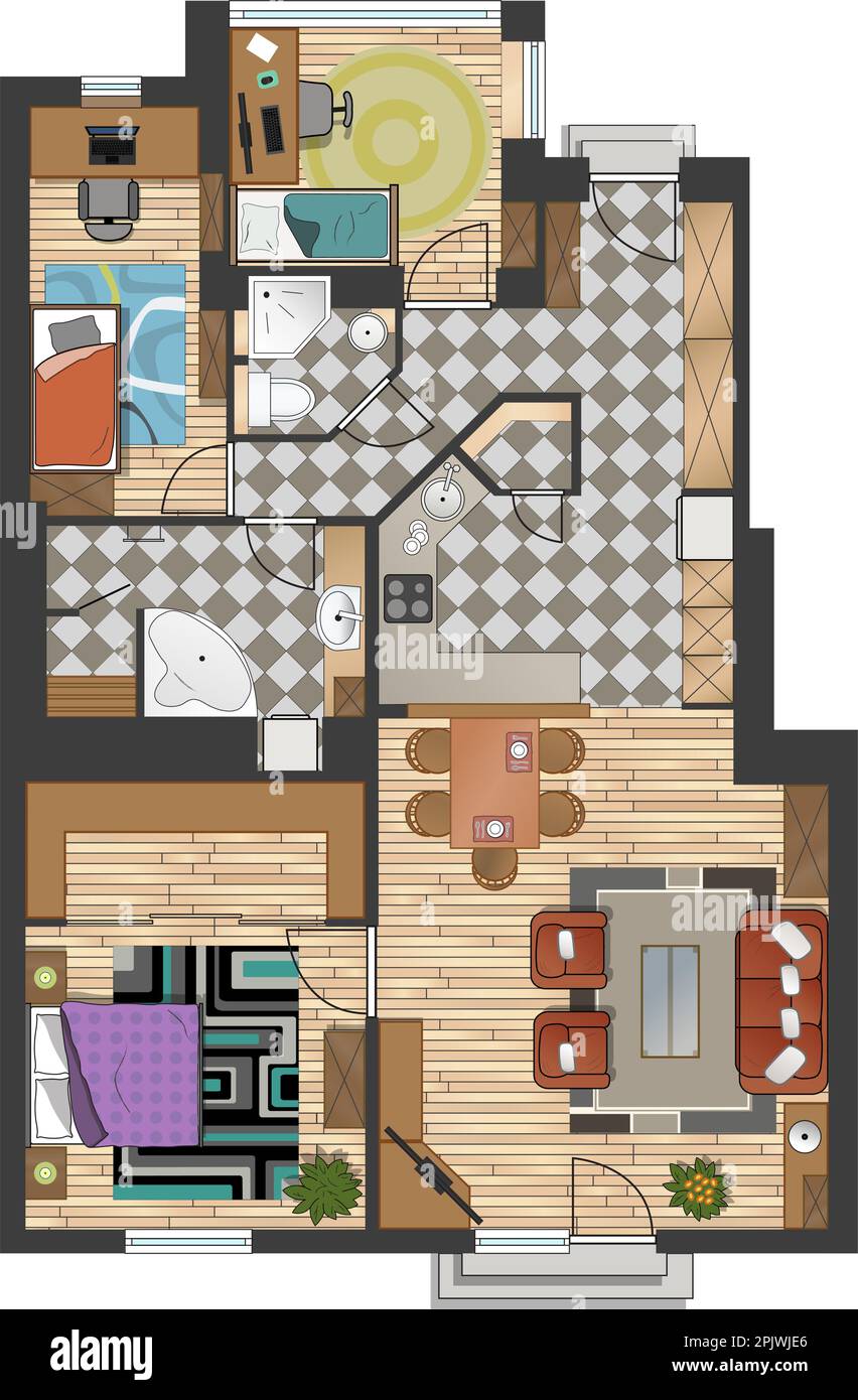 Colorful floor plan of a house Stock Vector Image & Art - Alamy