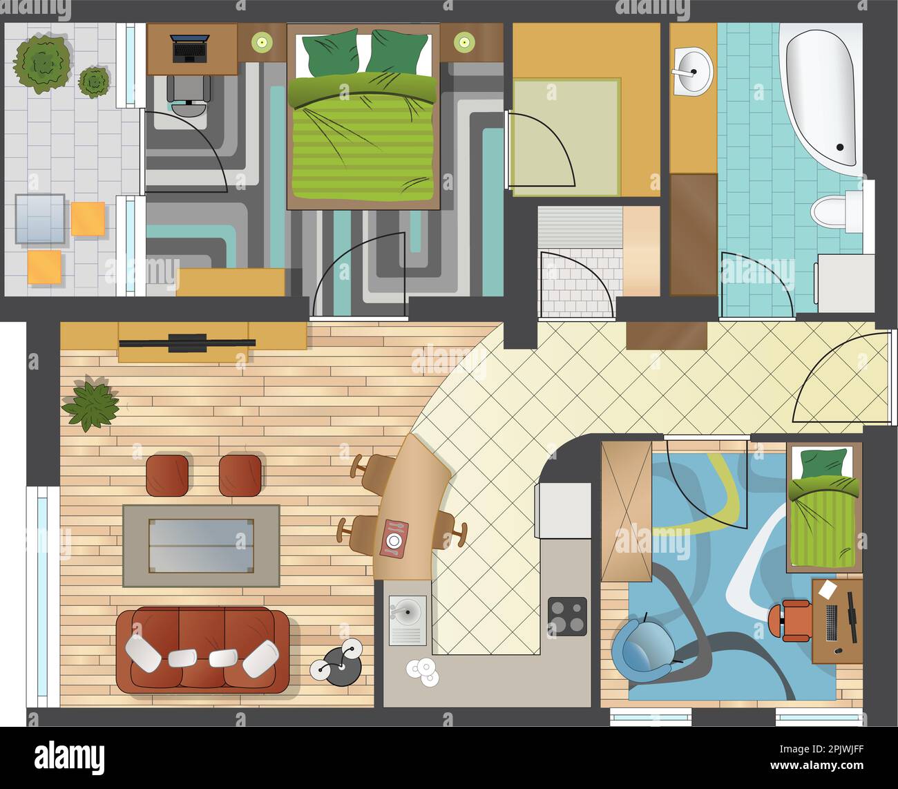 Colorful floor plan of a house Stock Vector Image & Art - Alamy