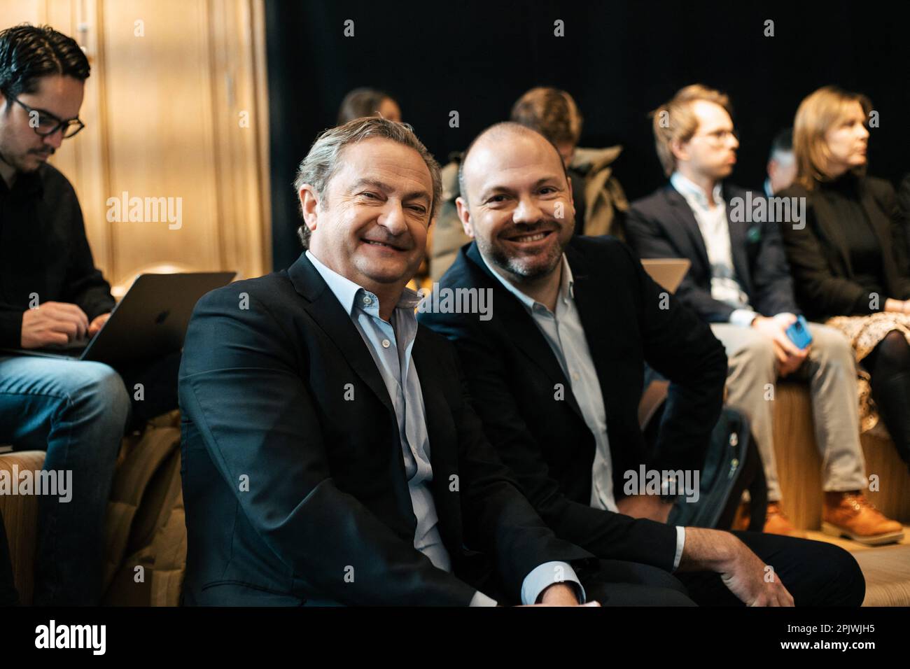 Paris, France. 04th Apr, 2023. CEO of Free Pro Denis Planat and founder ...