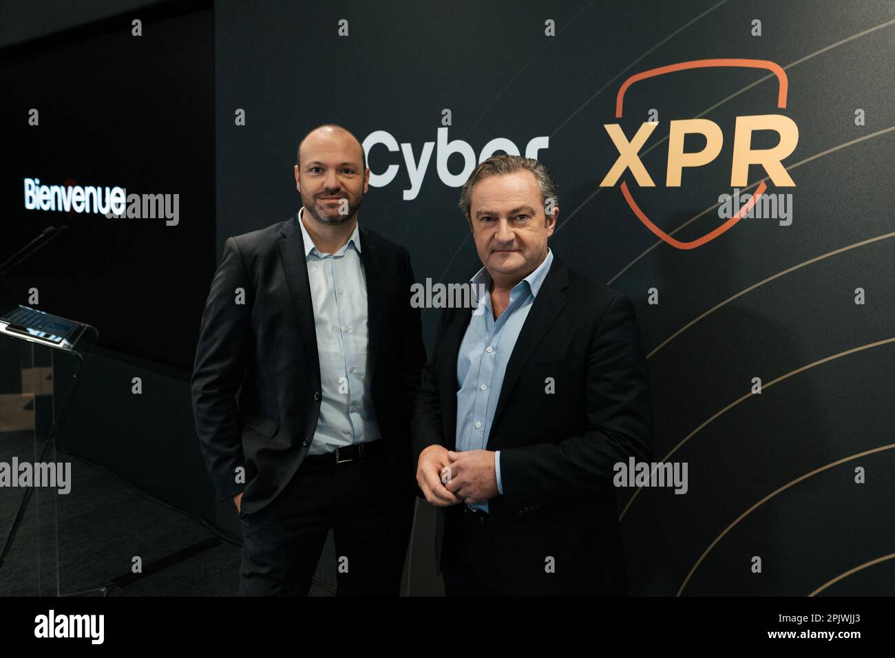 Paris, France. 04th Apr, 2023. CEO of Free Pro Denis Planat and founder ...