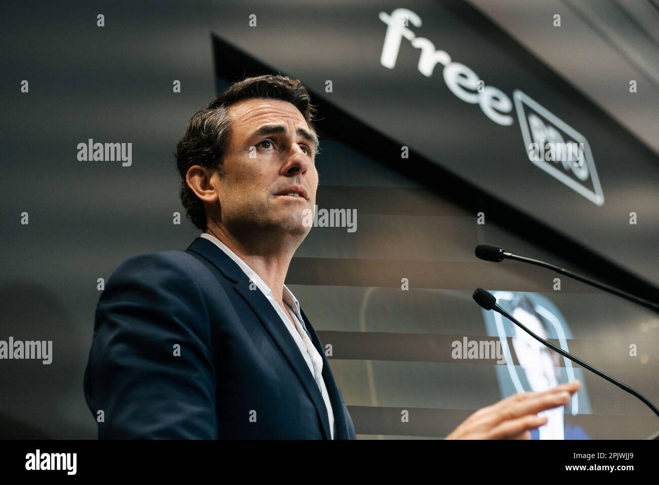 Paris, France. 04th Apr, 2023. CEO of Groupe iliad Thomas Reynaud ...