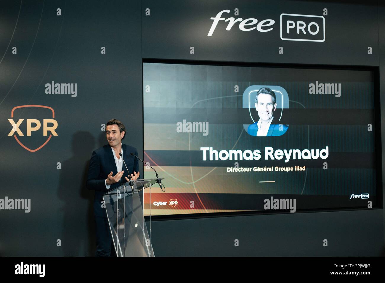 Paris, France. 04th Apr, 2023. CEO of Groupe iliad Thomas Reynaud ...