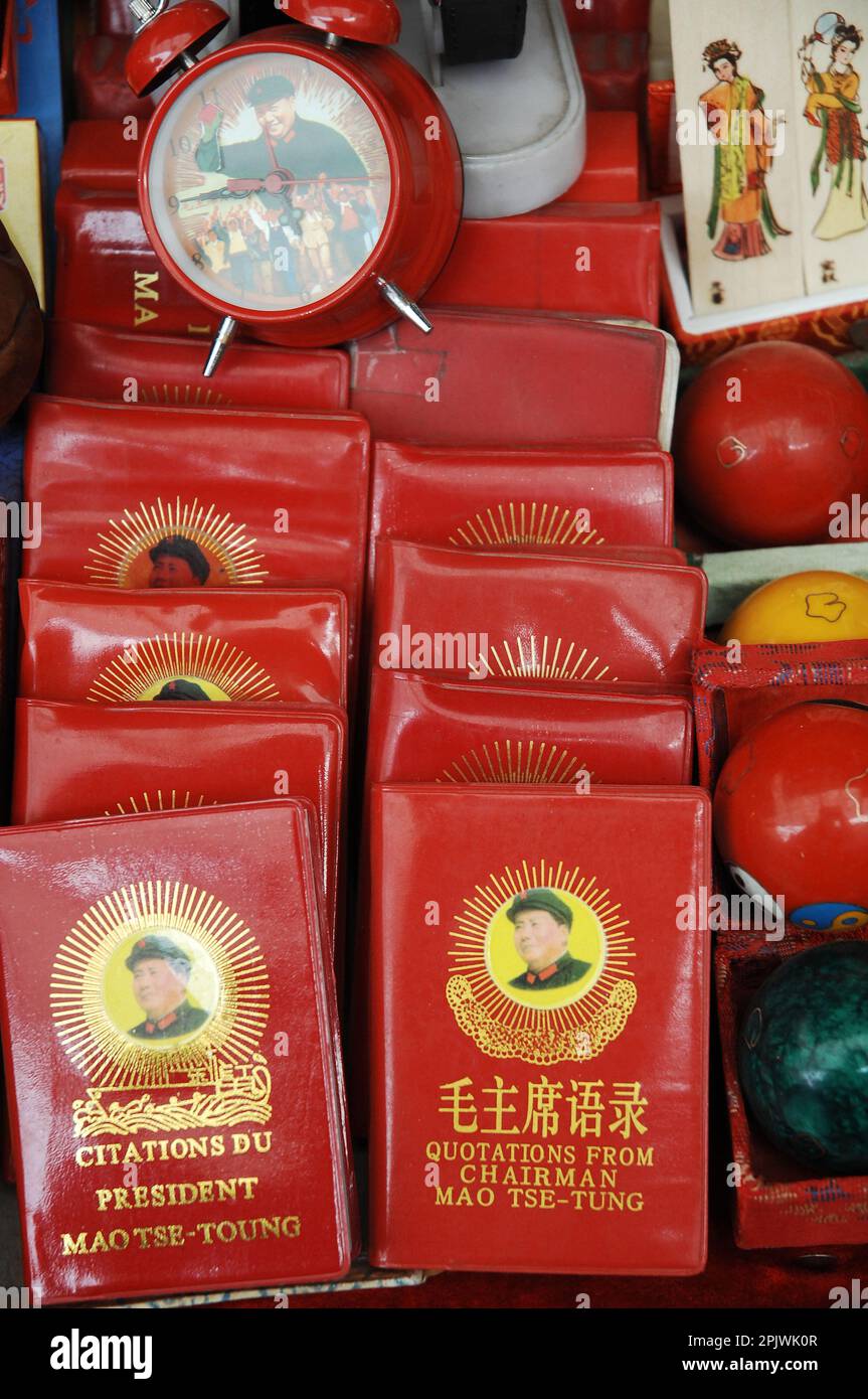 Memorabilia of Mao Tse Tung and the revolution on sale at the market as ...