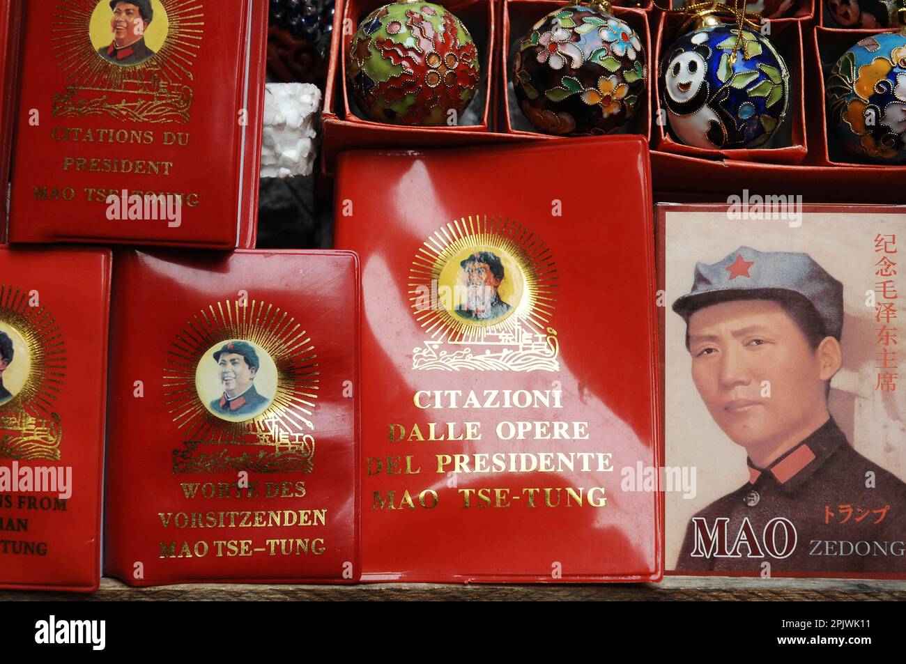 Memorabilia of Mao Tse Tung and the revolution on sale at the market as ...