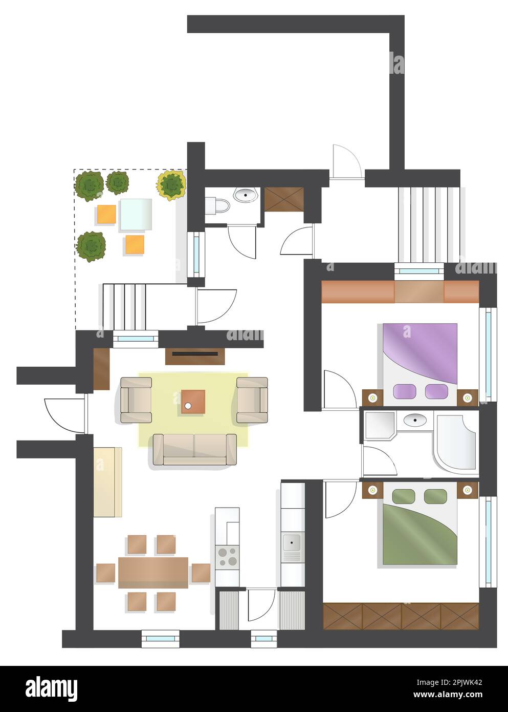 Colorful floor plan of a house Stock Vector Image & Art - Alamy